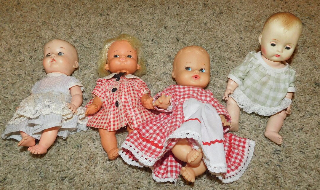 24-542 4 Vintage 7 to 8-1/2 Rubber Hard Vinyl Baby Dolls AE Allied ...