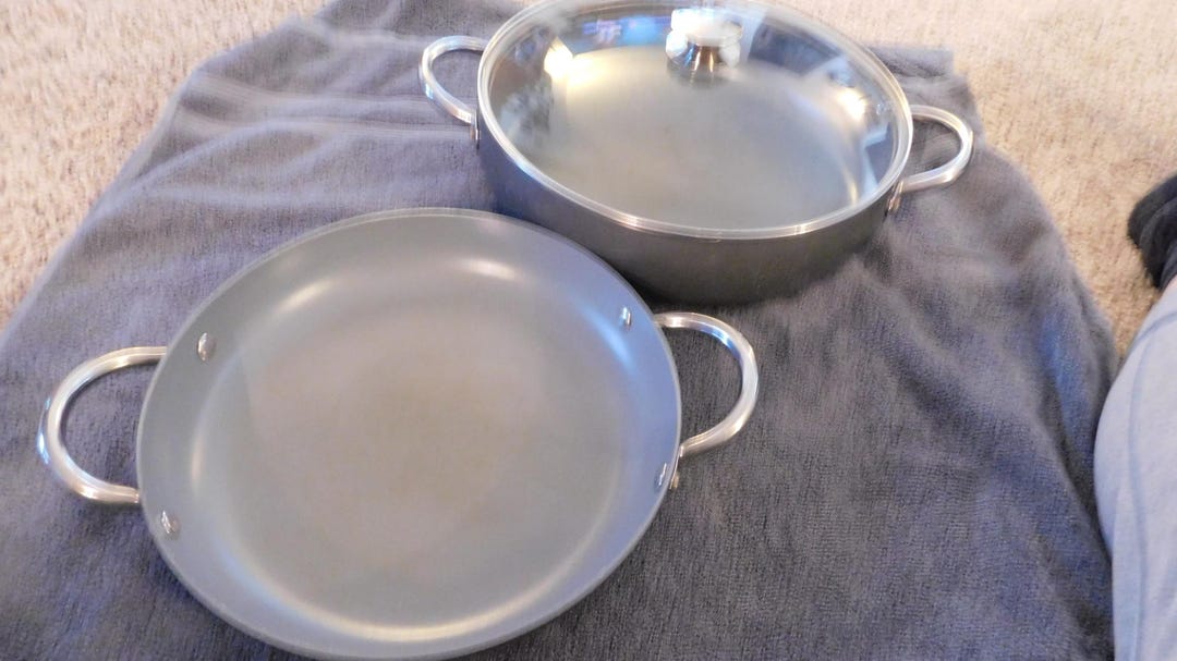 25-245 Set of 2 the Todd English Collection Green Pan 11" & 12" Fryers ...