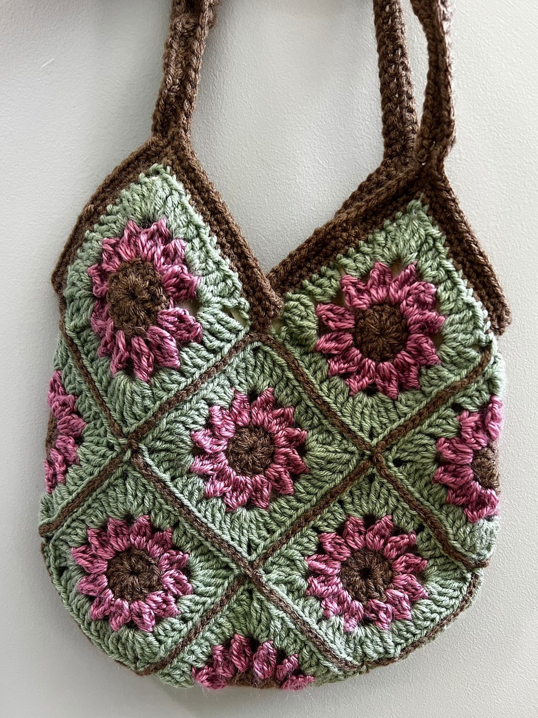 Crochet Flower Granny Square Bag Crochet Flower Purse Handmade Crochet ...