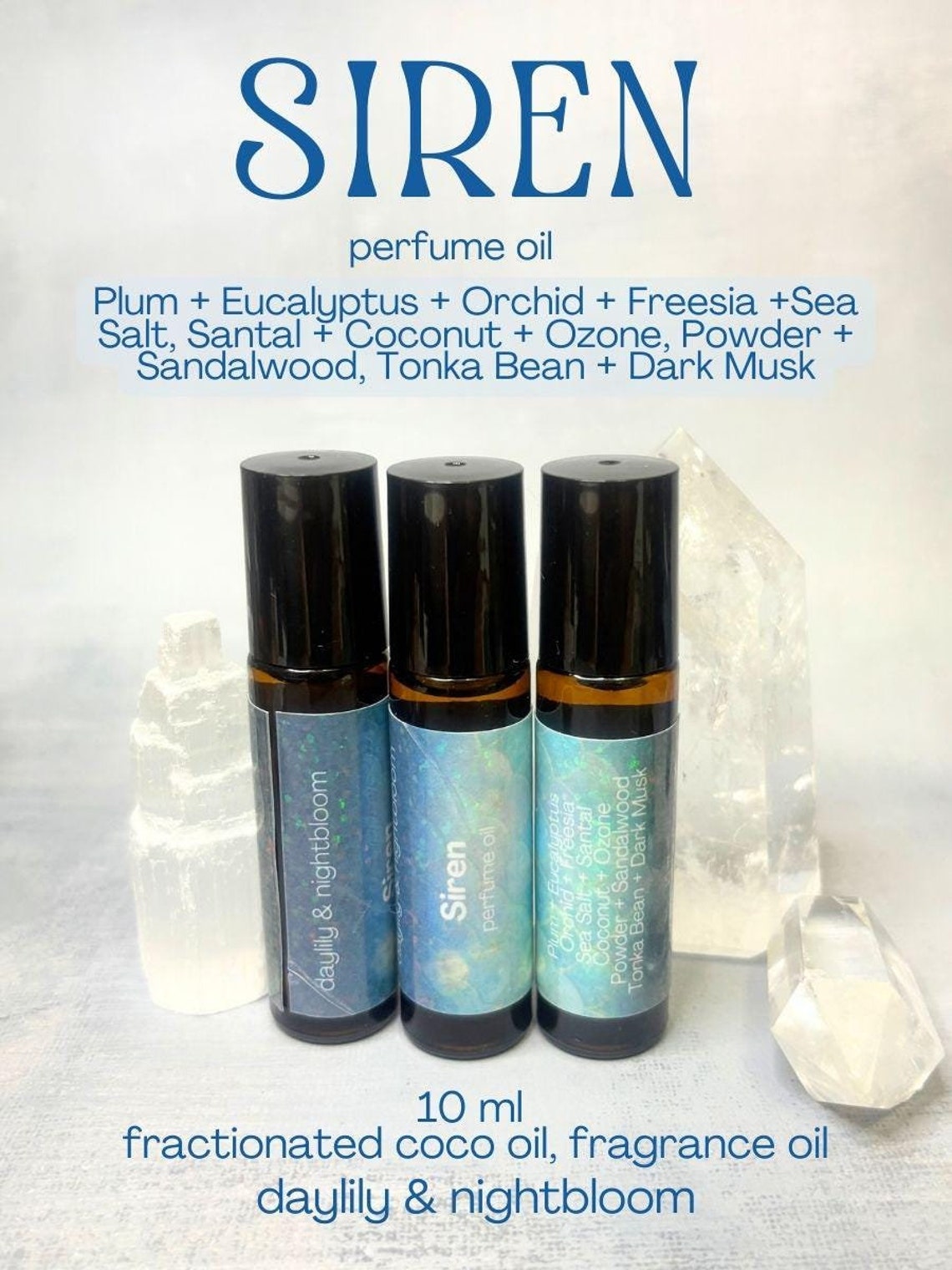 Siren Perfume Oil | Aquatic Coconut Santal Fragrance (10ml) - Etsy
