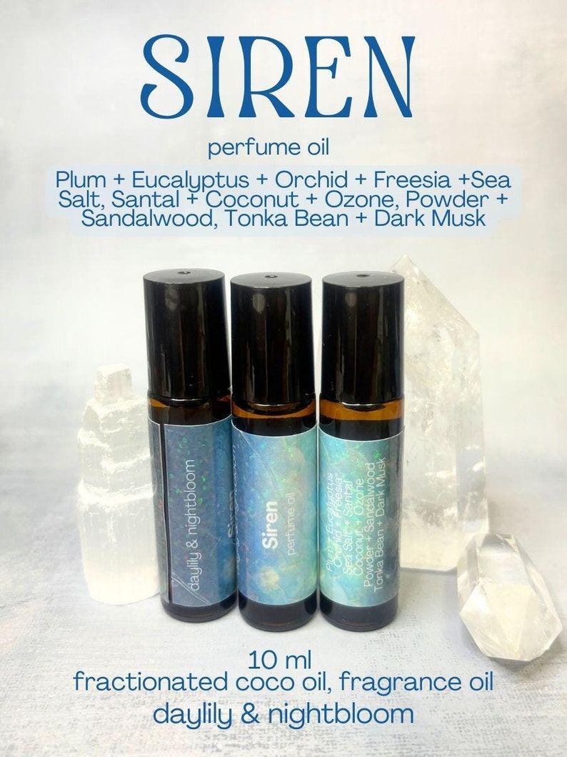 Siren Perfume Oil | Aquatic Coconut Santal Fragrance (10ml) - Etsy