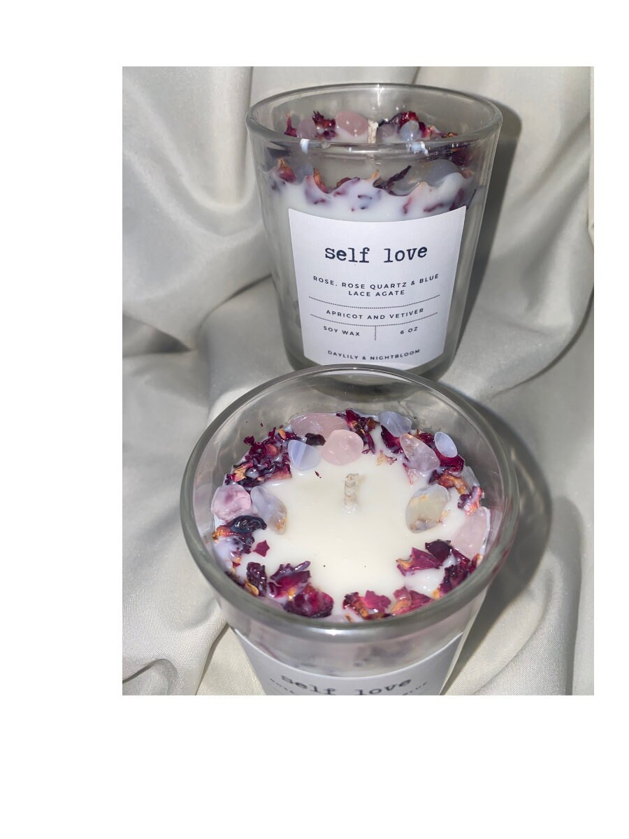 Self Love Intention Soy Wax Candles | Apricot & Vetiver | Crystals ...