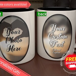 Custom Photo Mug Oval Design, Personalized Picture Gift, Memory ...