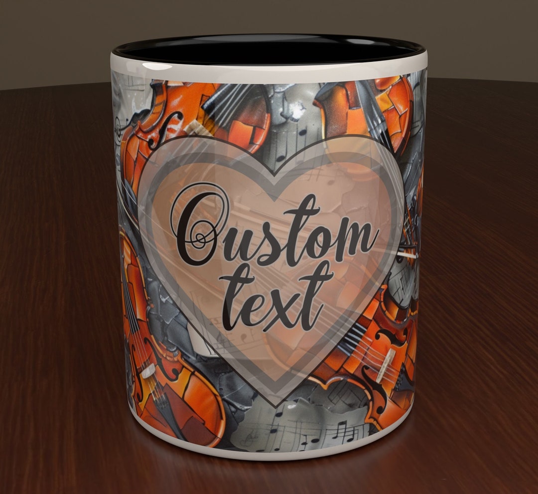 Custom Violin Mug, Personalize Musical Gift Printed Cup, Ceramic, Mug ...