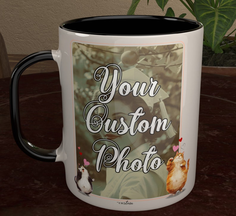 Custom Framed Photo Mug Cartoon Cats, Personalized Picture Gift, Father ...