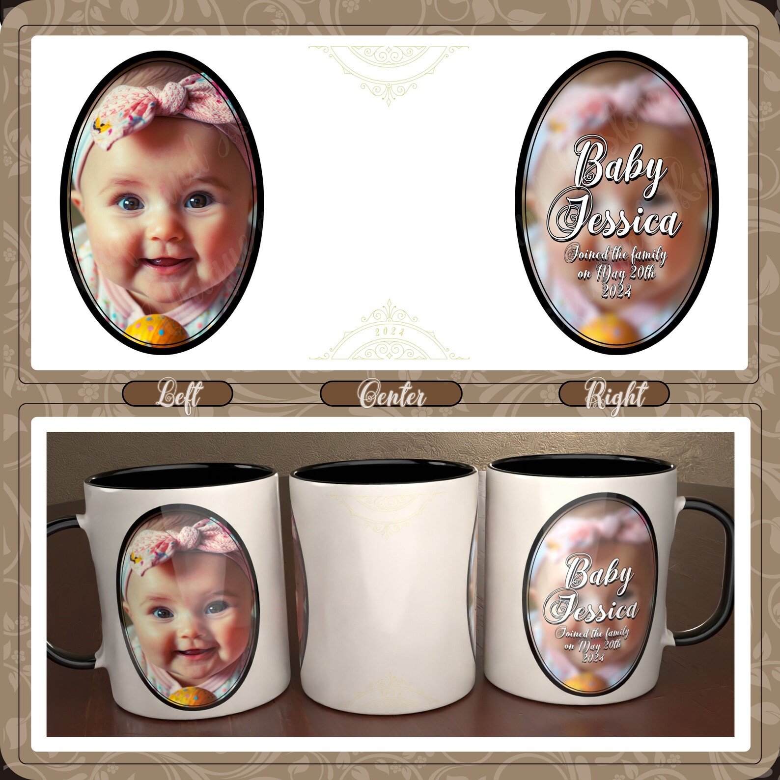 Custom Photo Mug Oval Design, Personalized Picture Gift, Memory ...