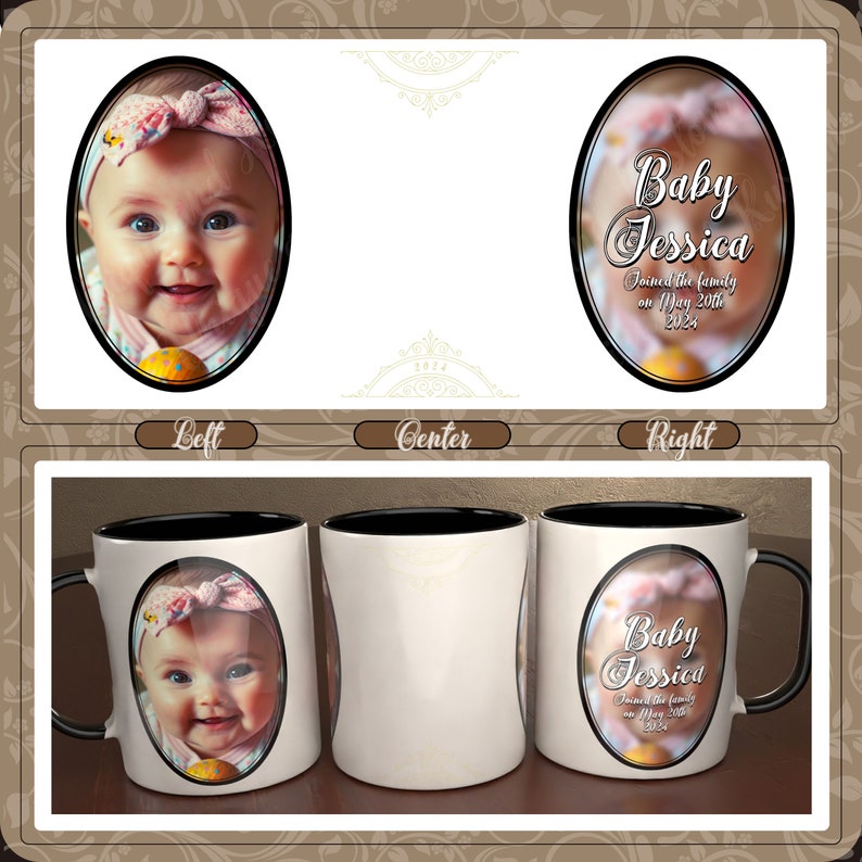Custom Photo Mug Oval Design, Personalized Picture Gift, Memory ...