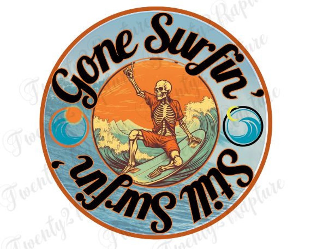 Halloween SVG, Digital Download, Groovy Skeleton Printable, Gone Surfin ...