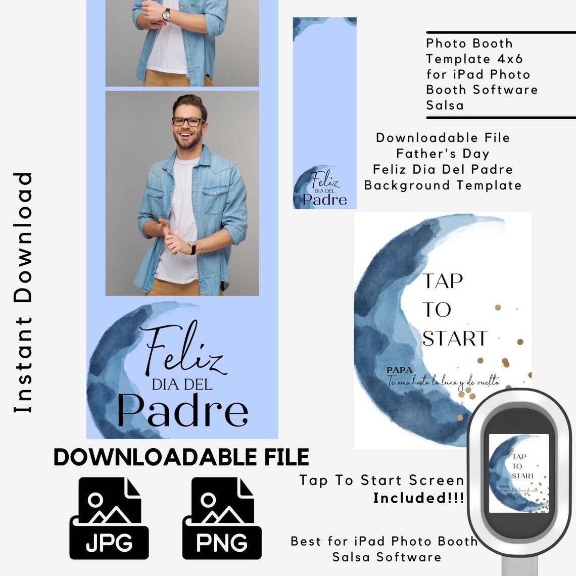 Feliz Dia Del Padre / Father's Day Photo Booth Strip Template 2x6 PNG ...