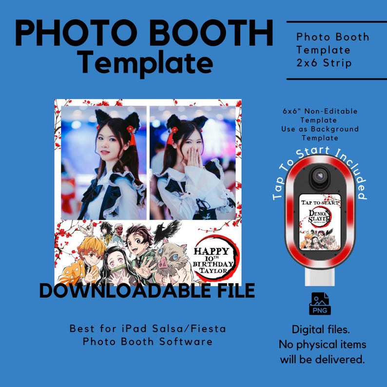Anime-inspired Photo Booth Template 6x6 | Demon Slayer Theme | Digital ...