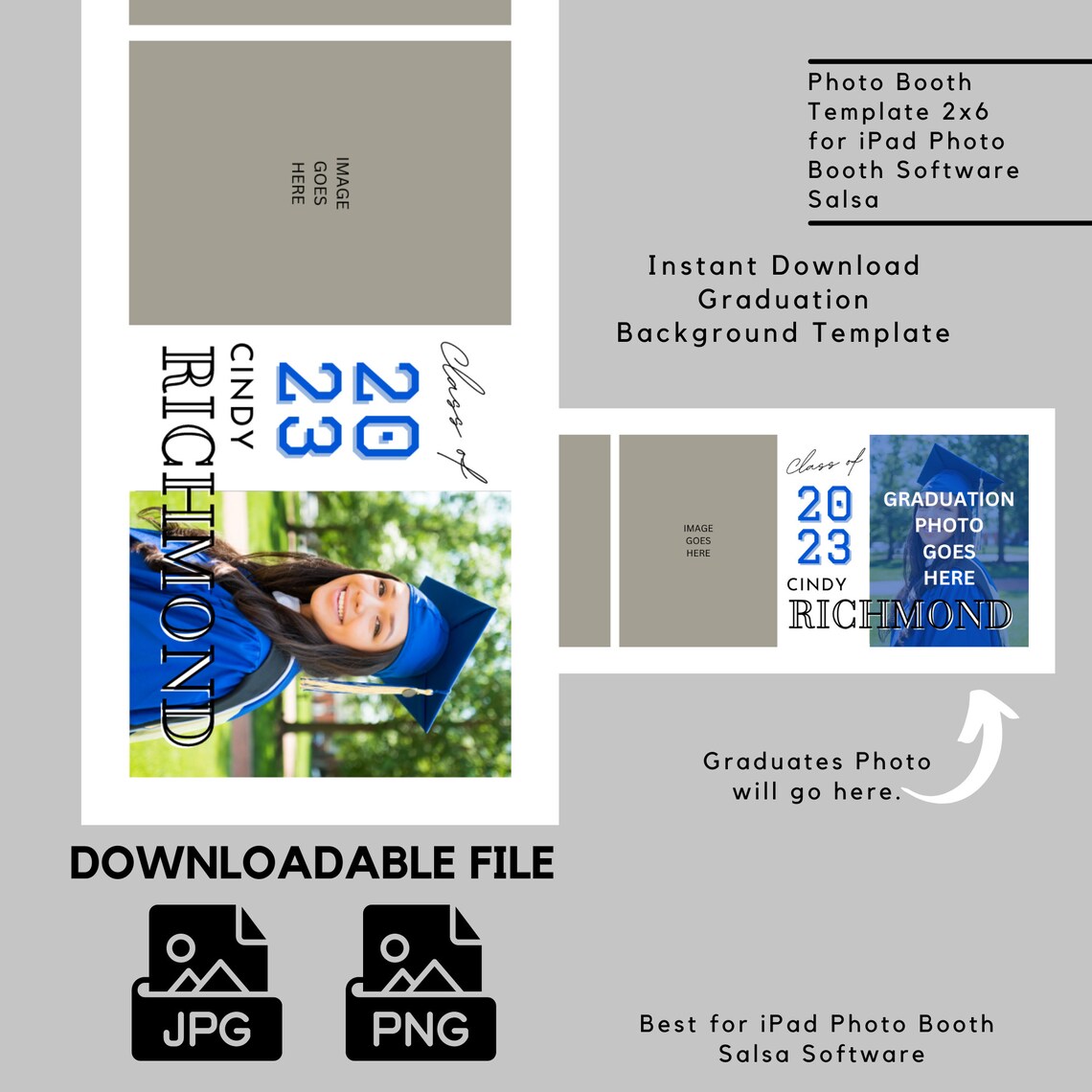 Personalized Graduation Photo Booth Template (6x2) PNG, JPG, 3 or 2 ...