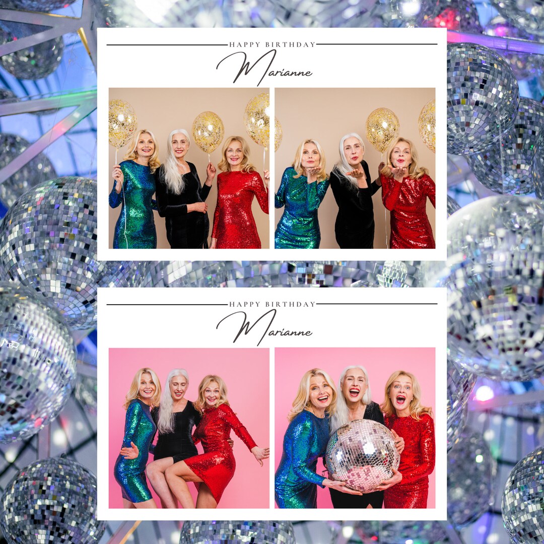 Happy Birthday Minimalist Photo Booth Template, (4x6) PNG, JPG, 2 Photo ...