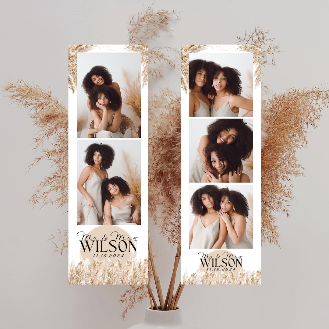 Boho Wedding Photo Booth Strip Template (2x6 PNG, JPG) - Etsy