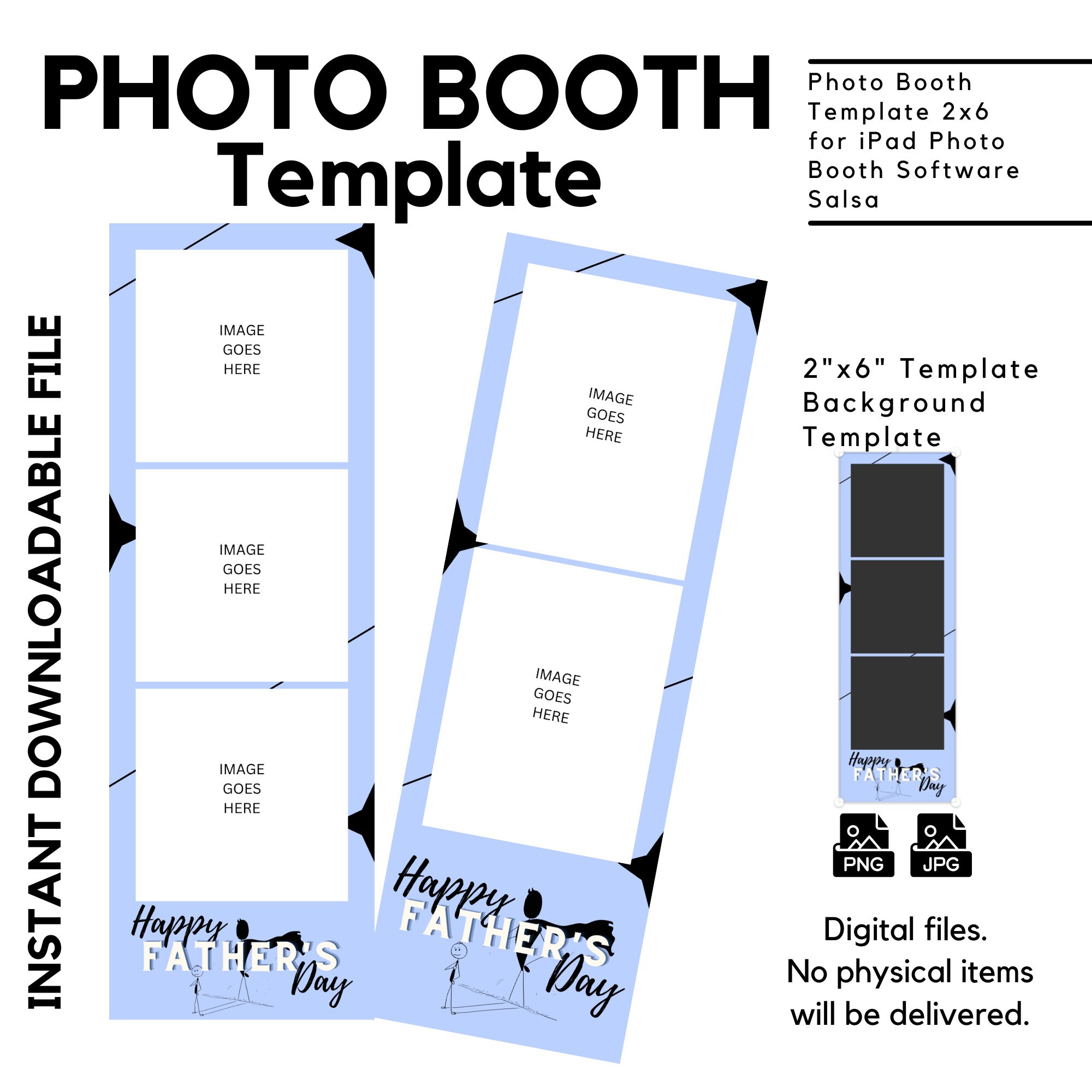 Father's Day Photo Booth Strip Template: Blue Superhero Dad (PNG) - Etsy