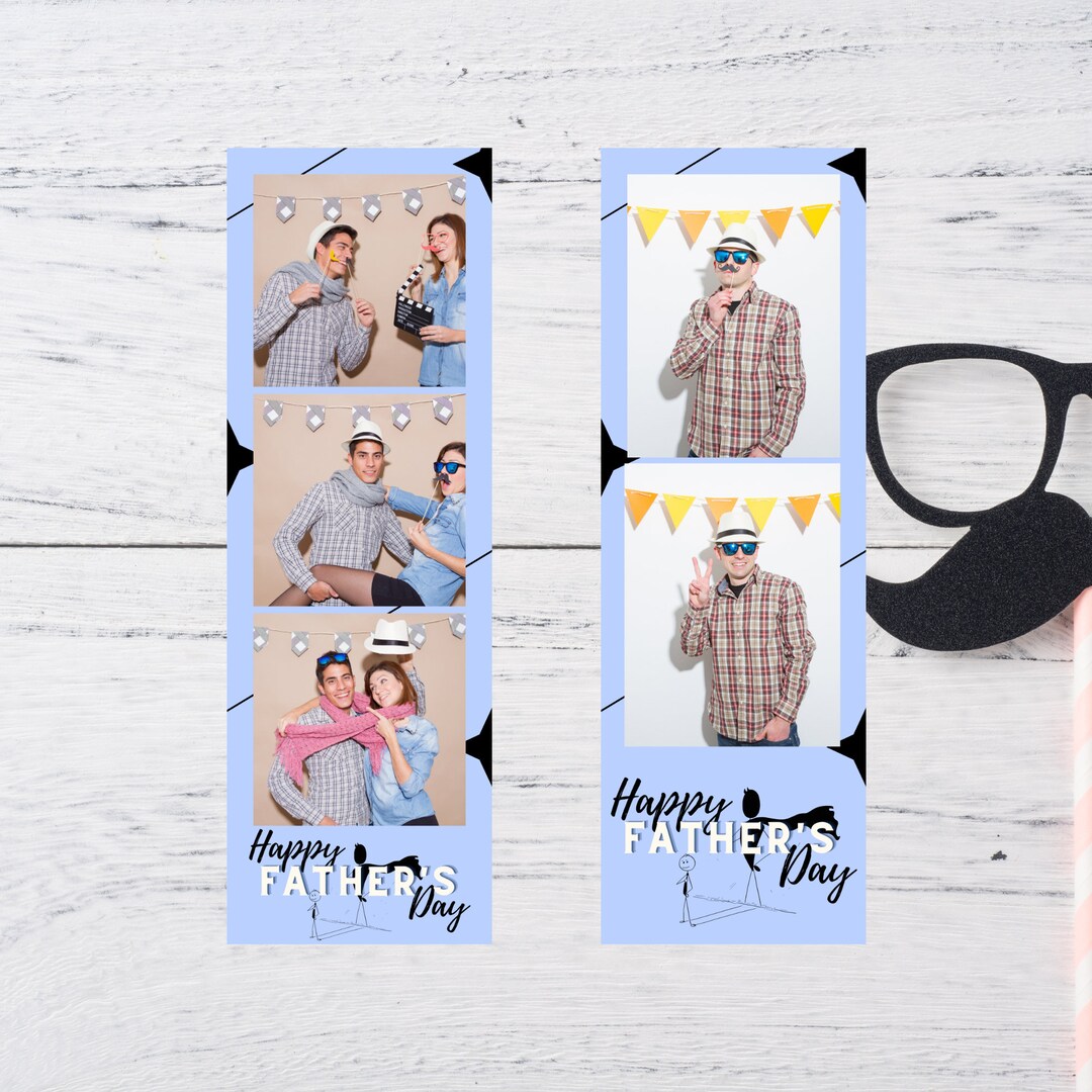 Father's Day Photo Booth Strip Template: Blue Superhero Dad (PNG) - Etsy