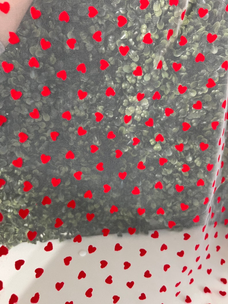 Heart Mesh Fabric, Red Hearts Mesh, Valentine's Day Mesh Fabric - Etsy