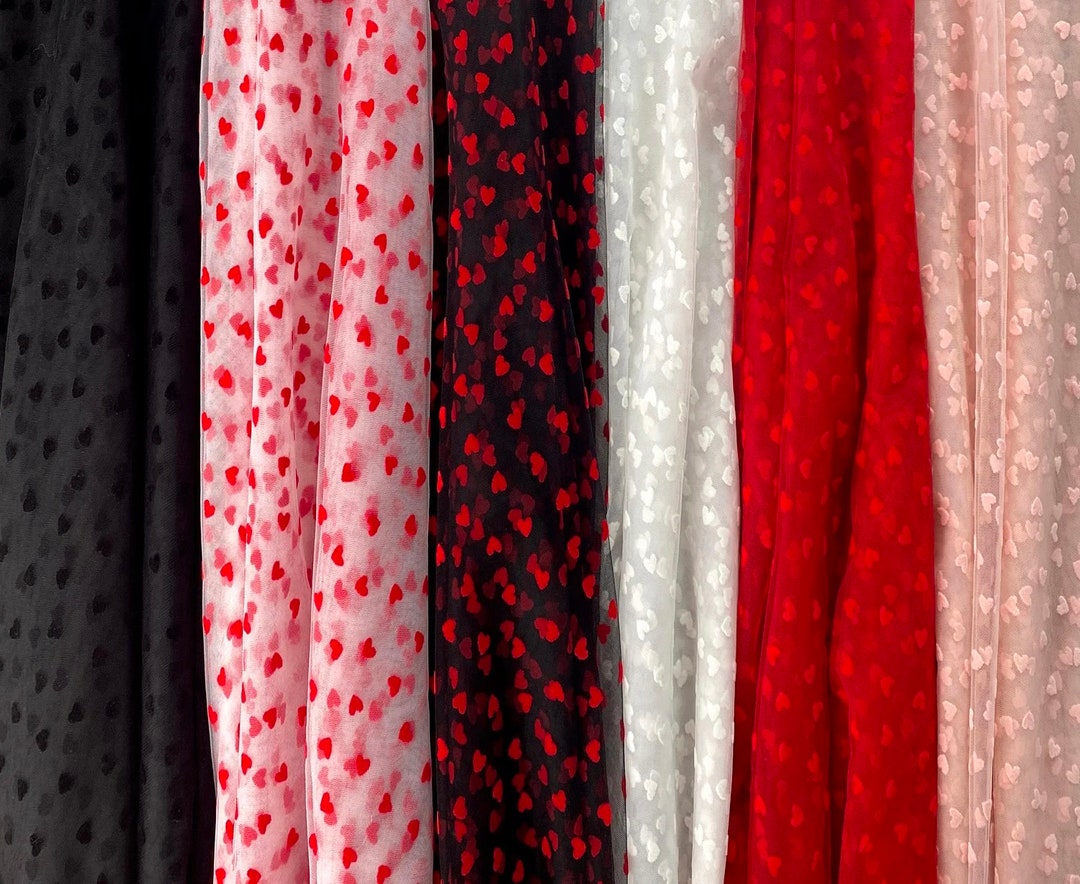 Heart Mesh Fabric, Red Hearts Mesh, Valentine's Day Mesh Fabric - Etsy