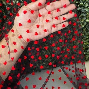 Heart Mesh Fabric, Red Hearts Mesh, Valentine's Day Mesh Fabric - Etsy
