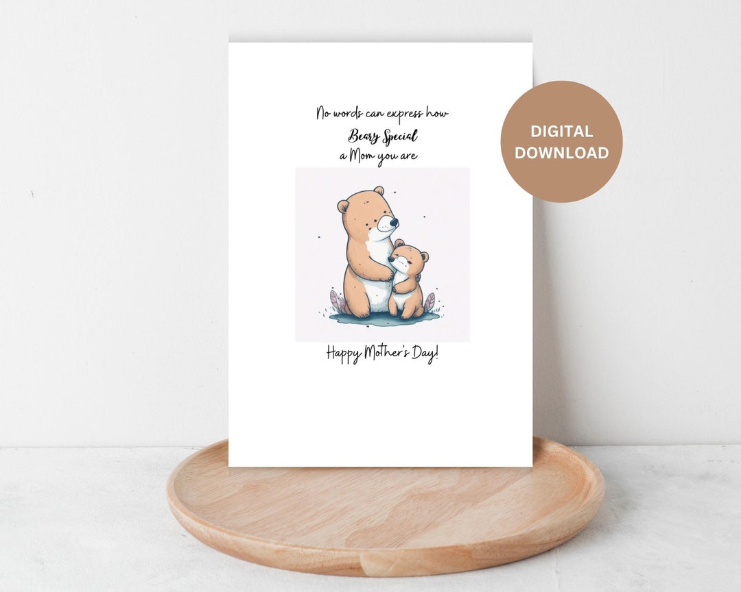 Printable Beary Special Mom Cute Mother's Day Card - Etsy