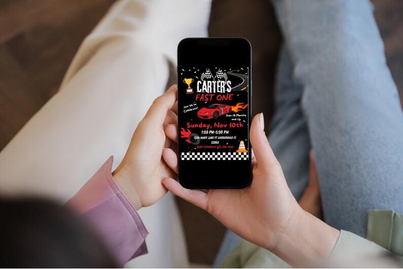 Fast One Birthday Theme, Race Car Party, Boy 1st Birthday Invitation ...