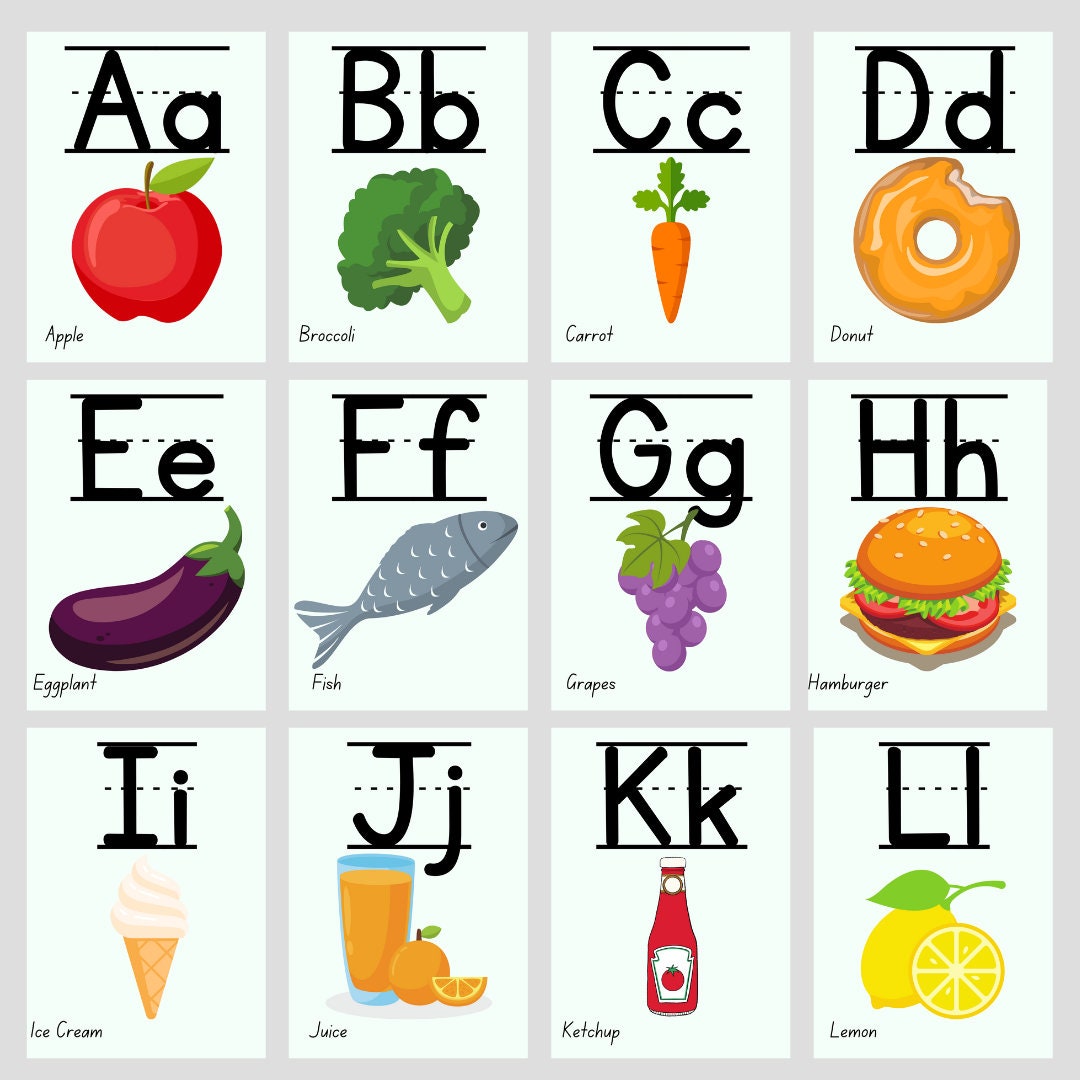 Instant Download Printable Classroom Decor Printable Food Alphabet ...
