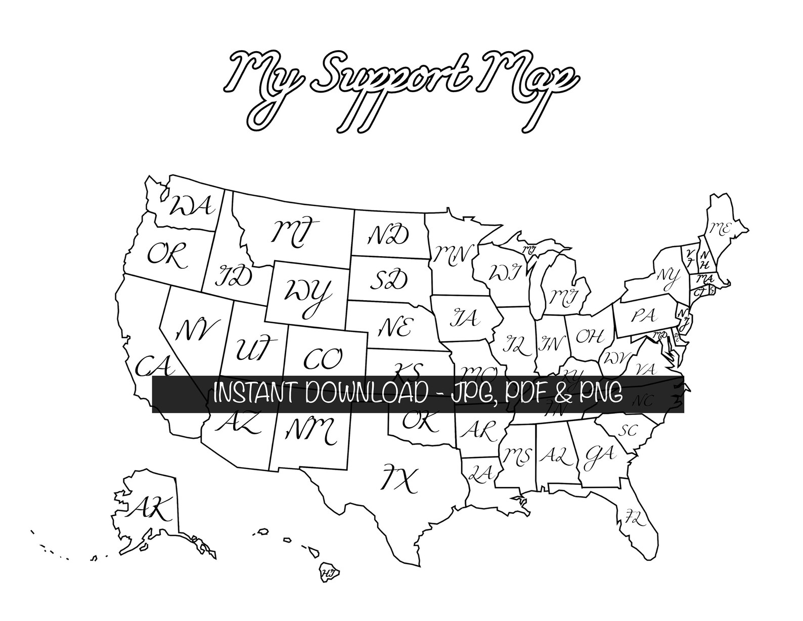 United States Printable Sales & Orders Tracking Map for Artists ...