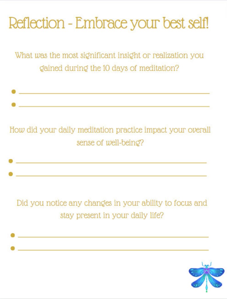 Meditation Journal Printable Guide for a 10 Day Meditation Challenge - Etsy