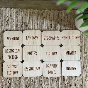 Wood Classroom Library Book Bin Labels: 12 Genre Set - Etsy