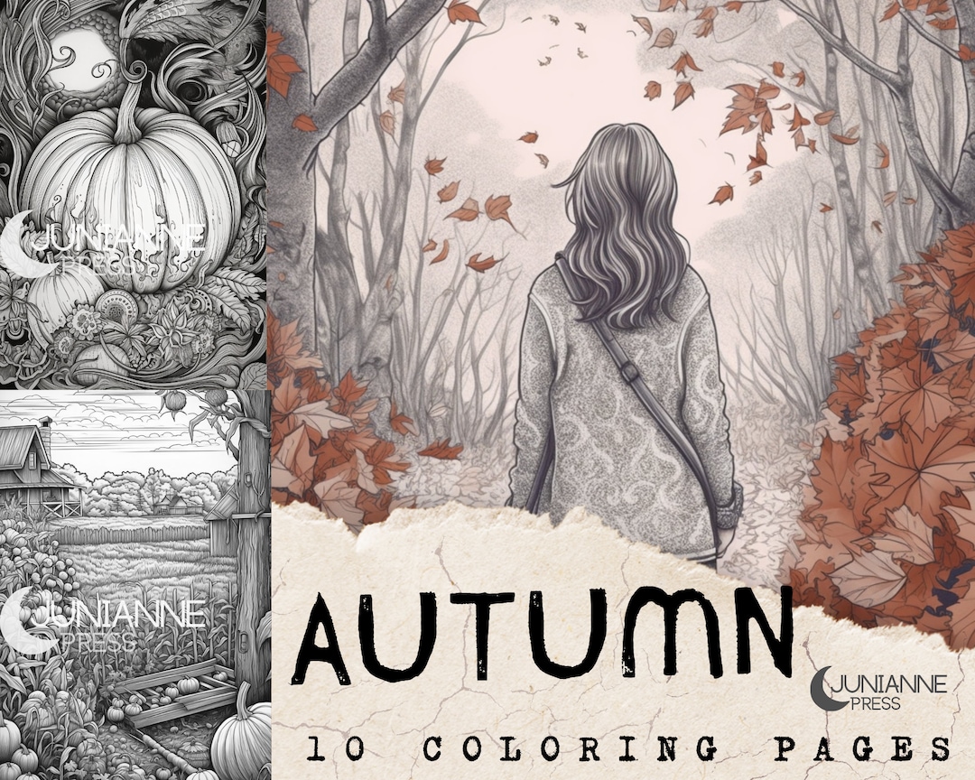 Autumn: Coloring Pages of Cozy Autumn and Fall Scenes | 10 Images ...