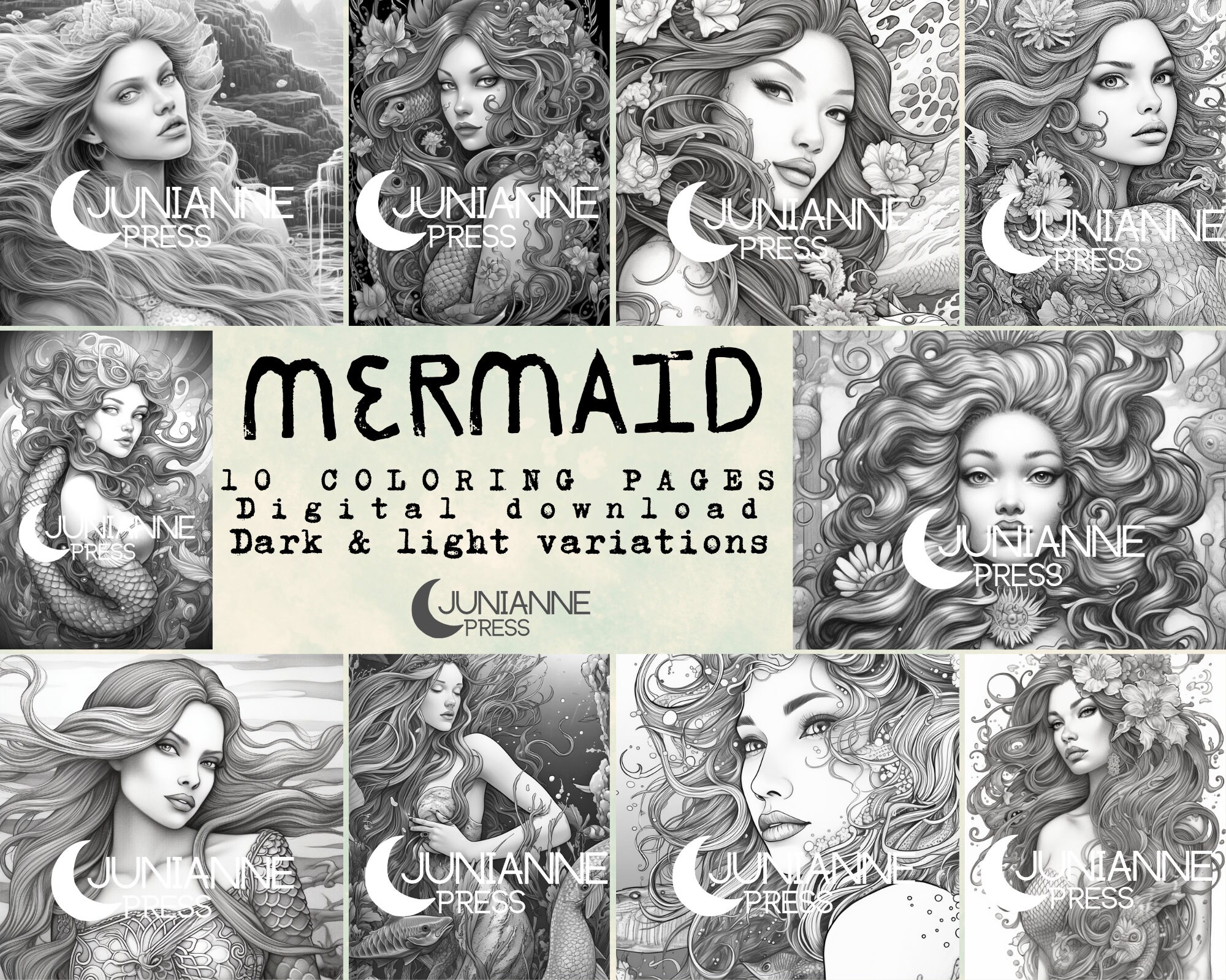 Mermaid: Coloring Pages of Mermaids and Sea Sirens | 10 Images ...