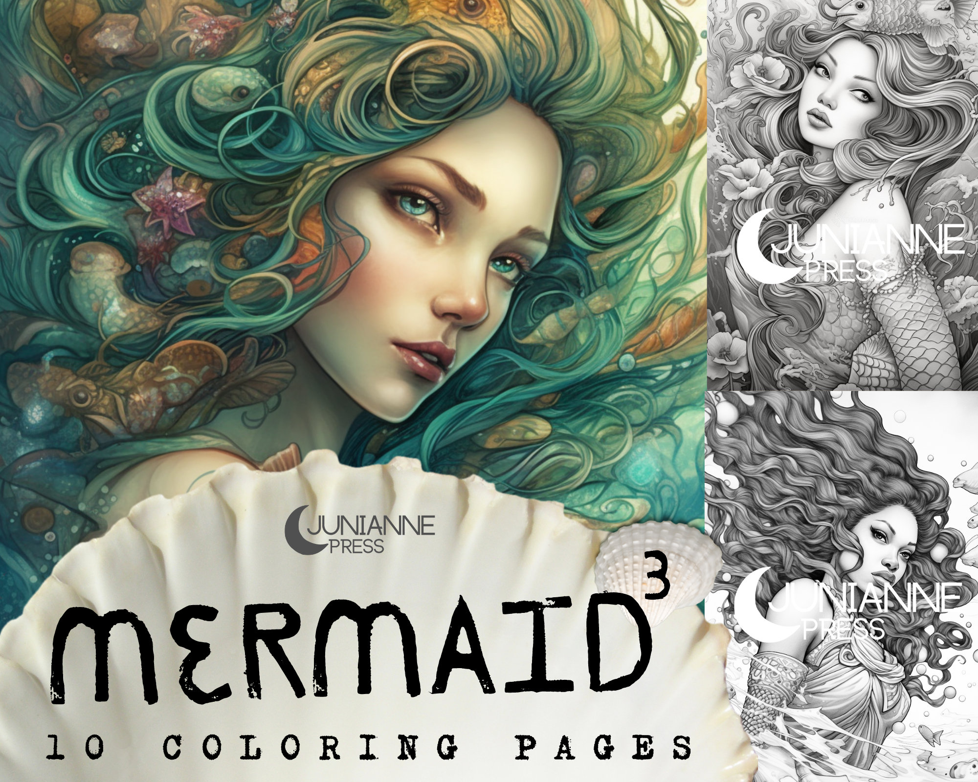 Mermaid, Vol 3: Coloring Pages of Mermaids and Sea Sirens 10 Images ...