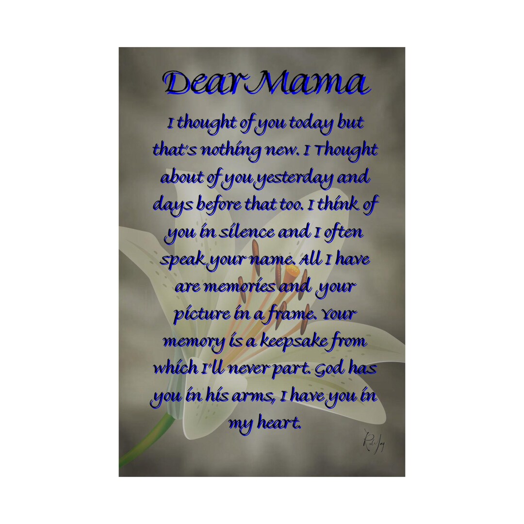 MAMA POEM Vertical Posters Loving Memories of Mama, Wall Art Prints ...