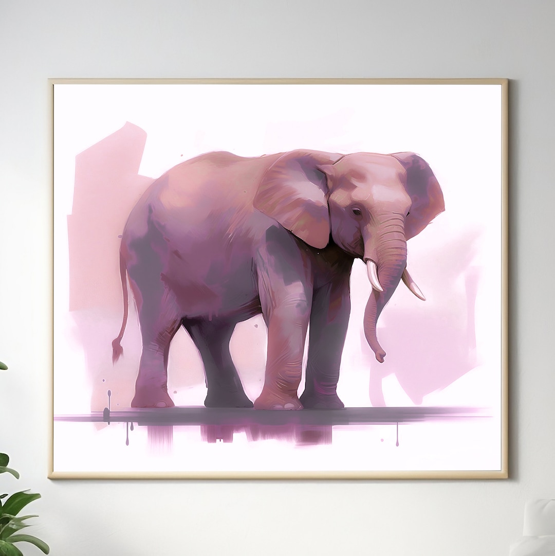 Pink Elephant Pink Wall Art Elephant Painting Gift Art Gift Abstract ...