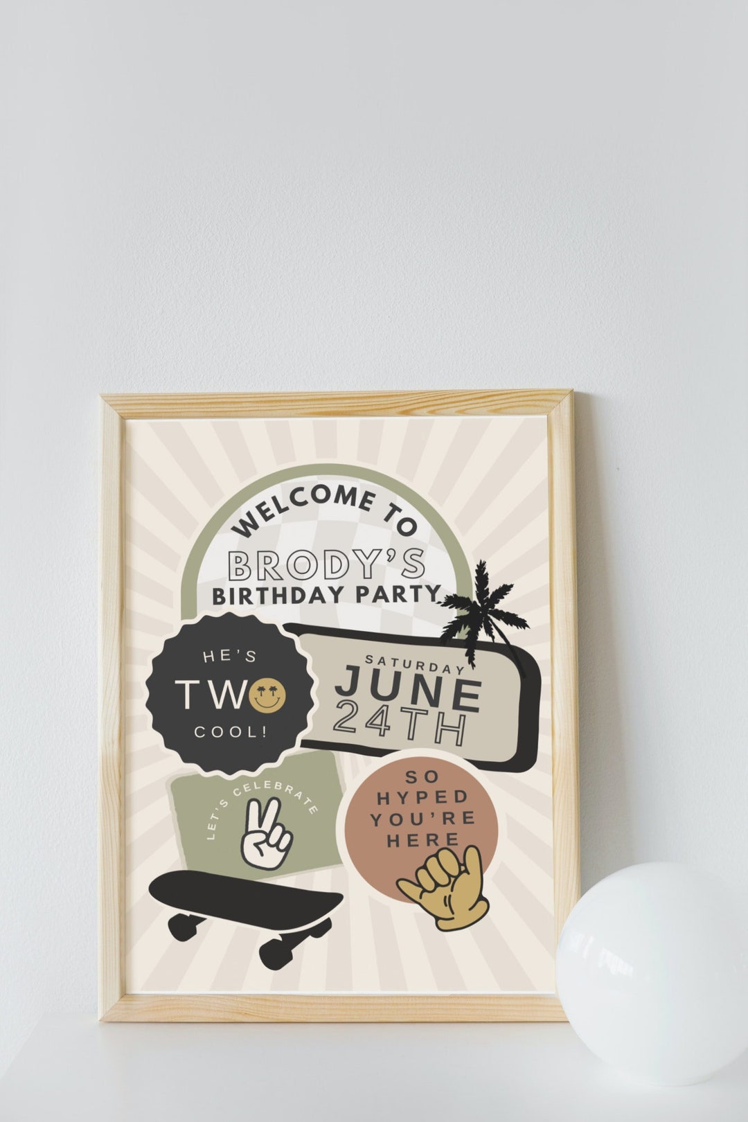Second Birthday Welcome Sign, Two Cool Birthday Theme Sign, Instant ...