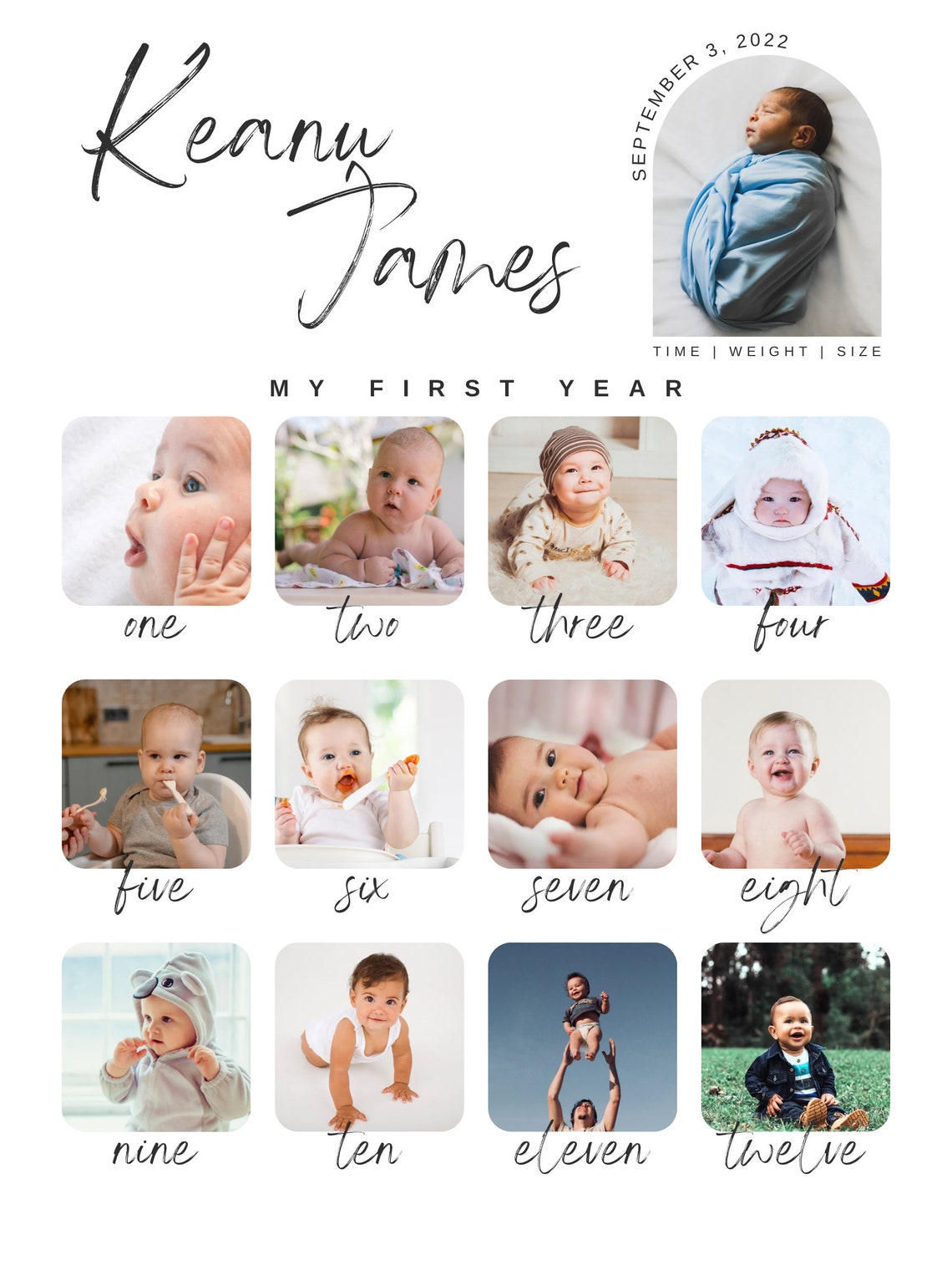 First Year Milestone Sign, First Birthday Facts Sign, Neutral Sign ...