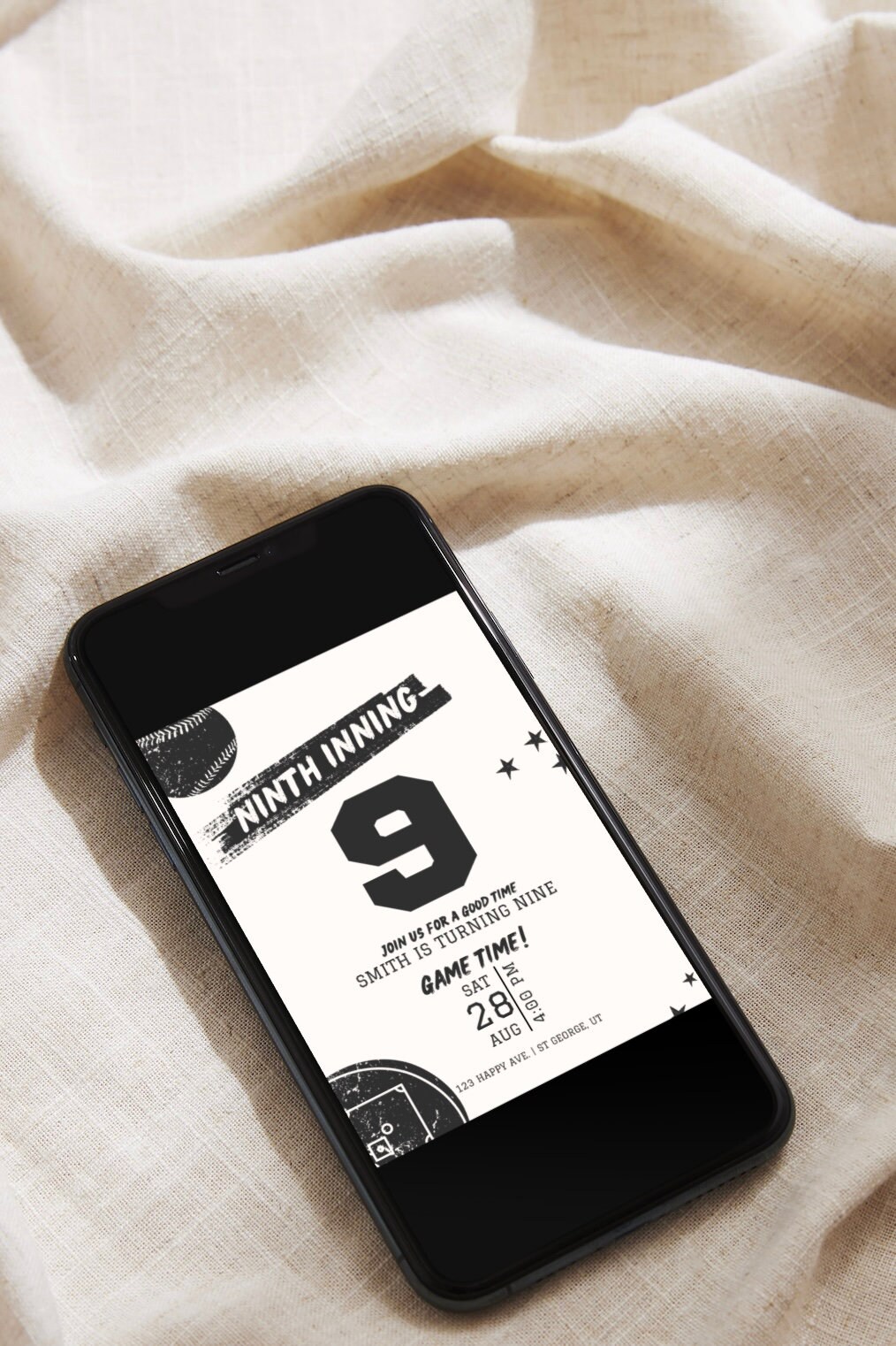 Baseball Birthday Invitation, Sports Theme Birthday Party, Black and ...