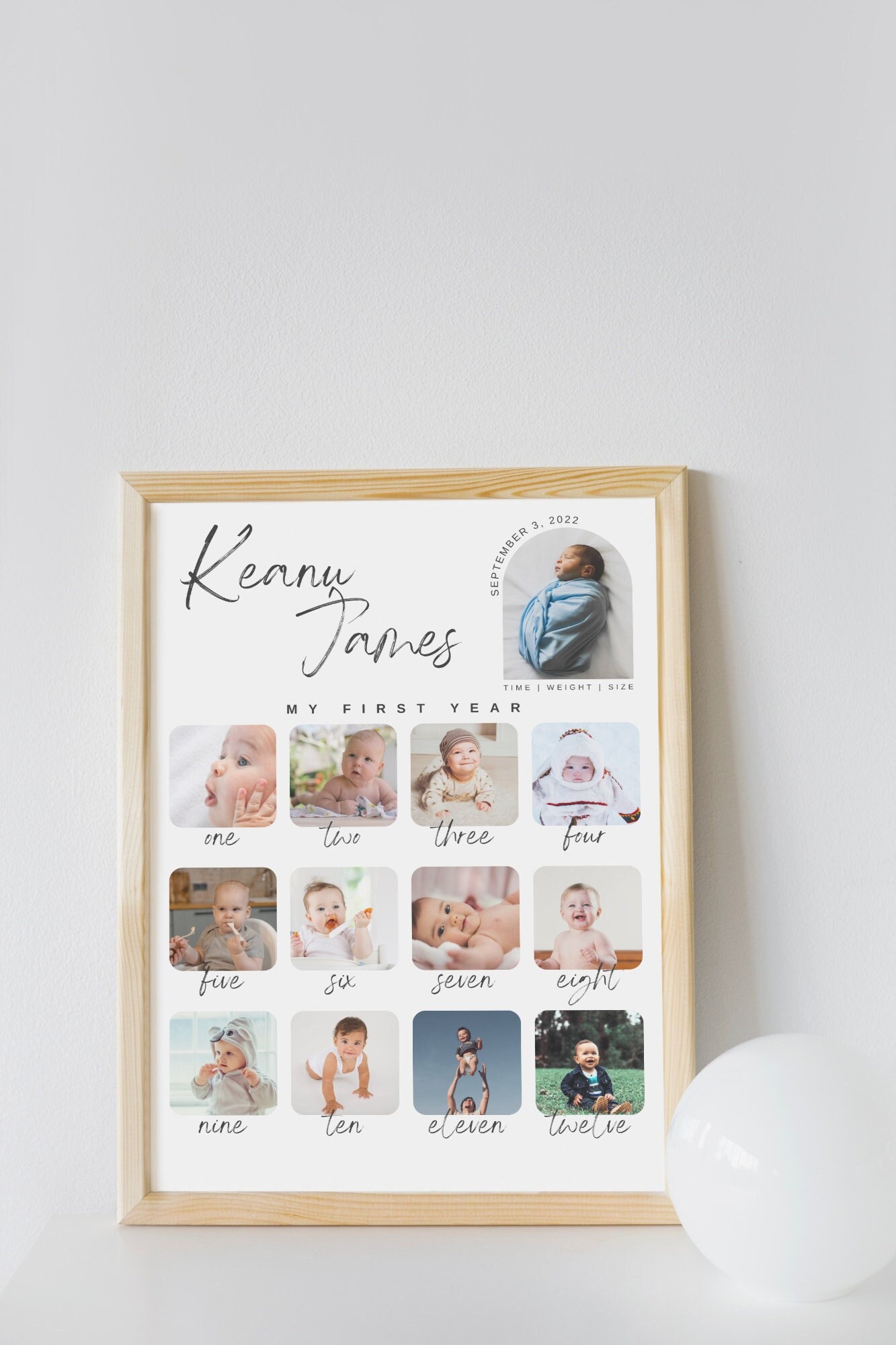 First Year Milestone Sign, First Birthday Facts Sign, Neutral Sign ...