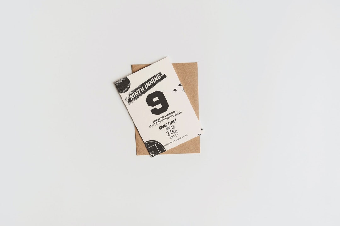 Baseball Birthday Invitation, Sports Theme Birthday Party, Black and ...