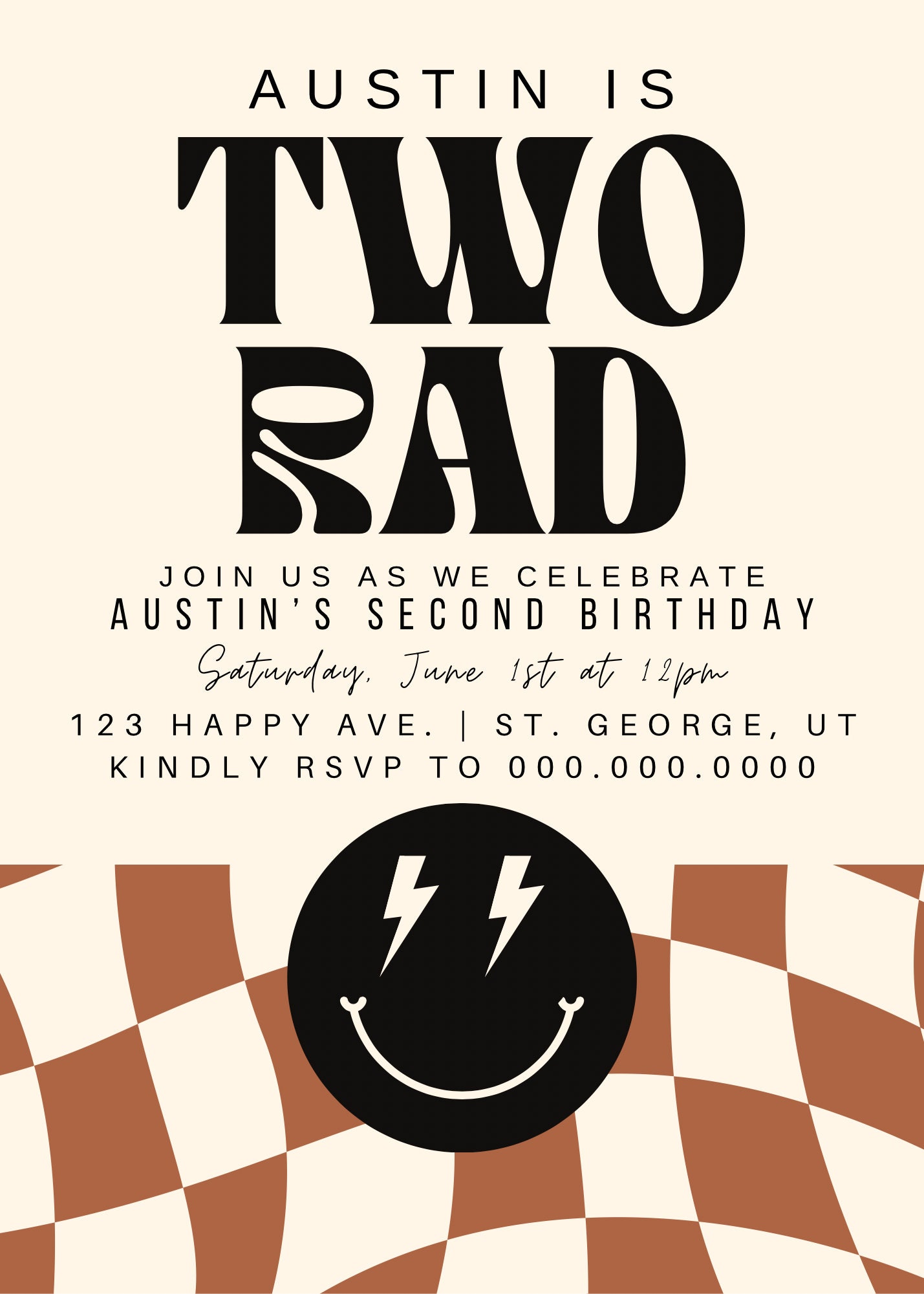 Second Birthday Invitation Two Rad Birthday Theme Instant - Etsy