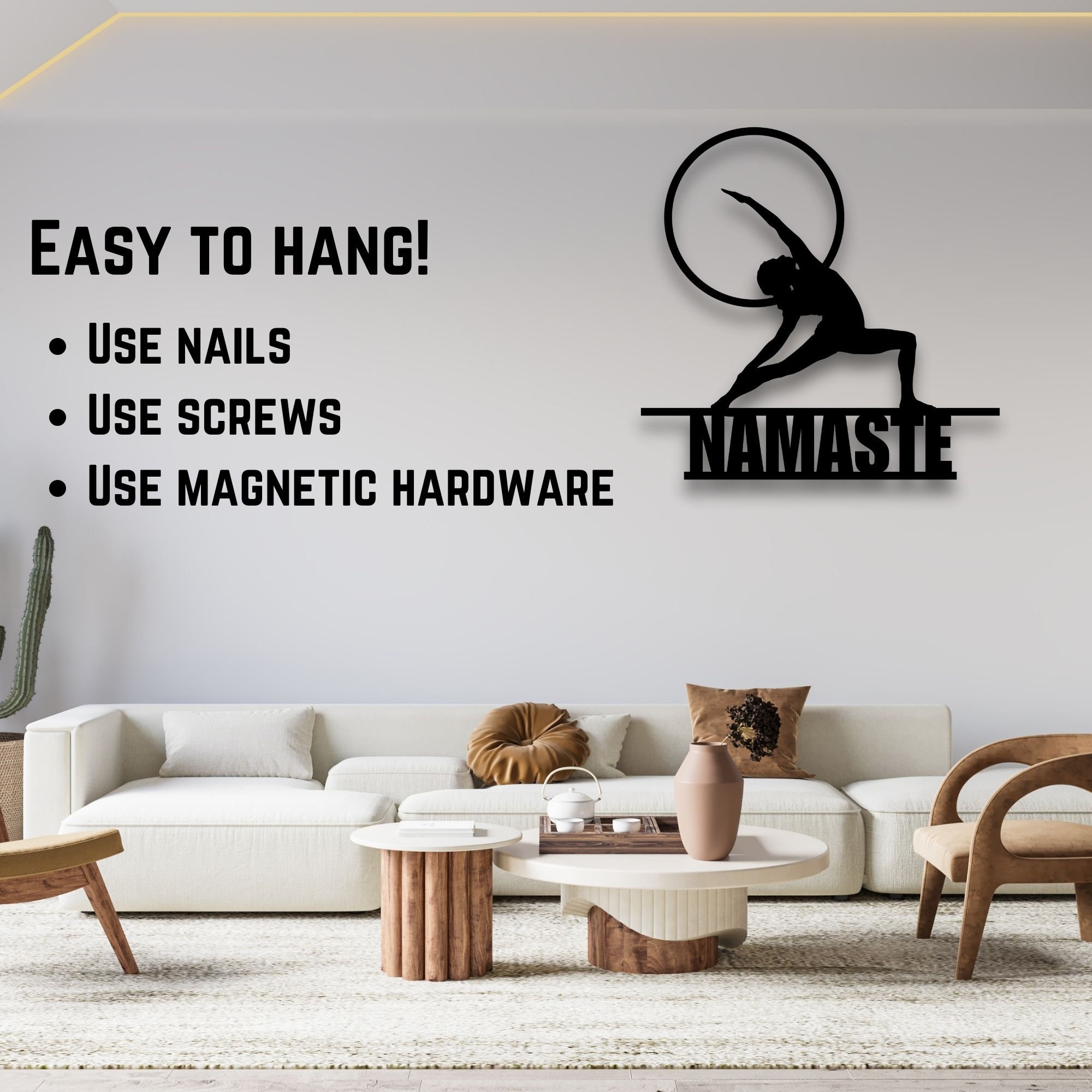 Namaste Metal Wall Sign, Yoga Wall Art, Namaste Decor, Yoga Gifts, Home ...