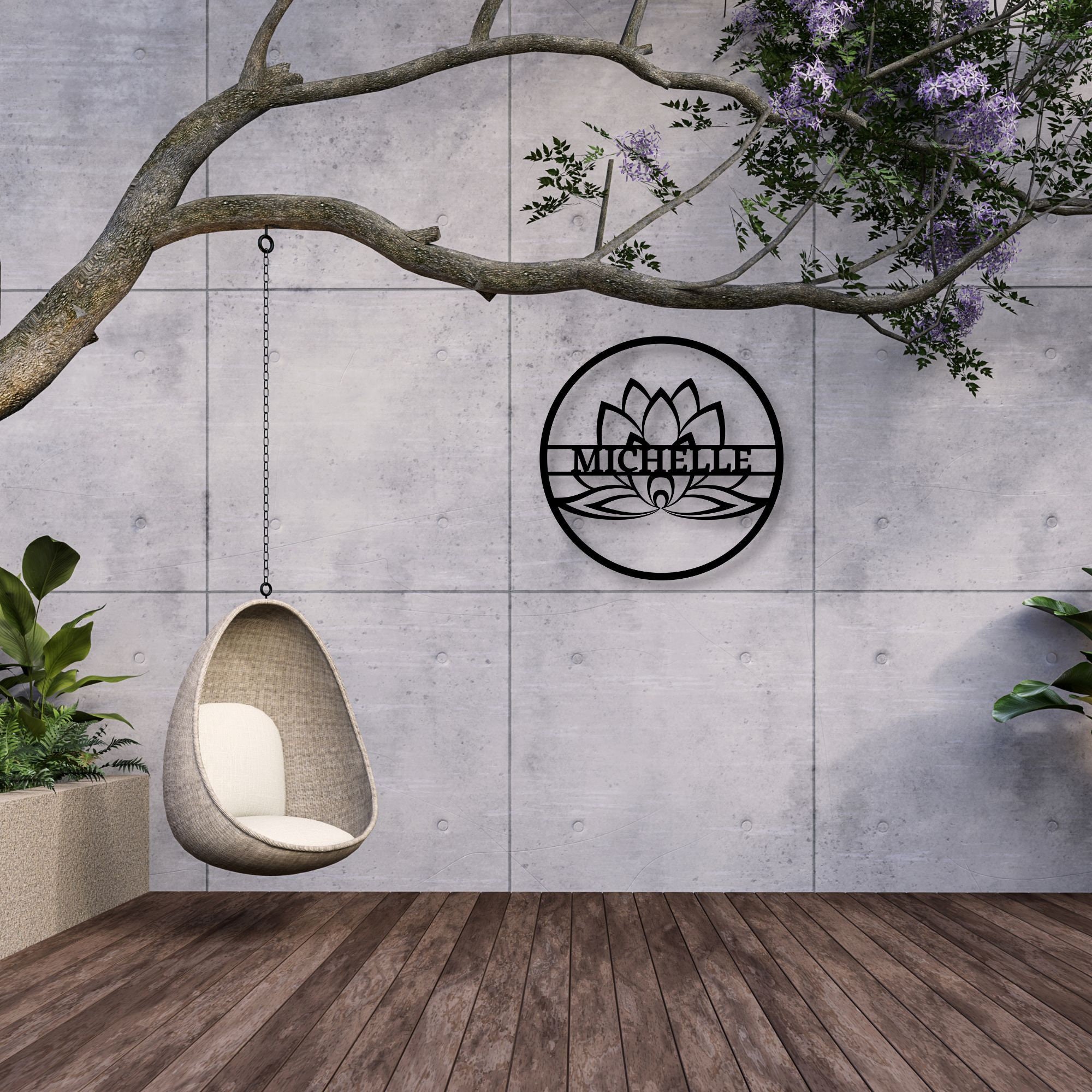 Personalized Lotus Flower Metal Sign, Custom Wall Art, Modern Flower ...