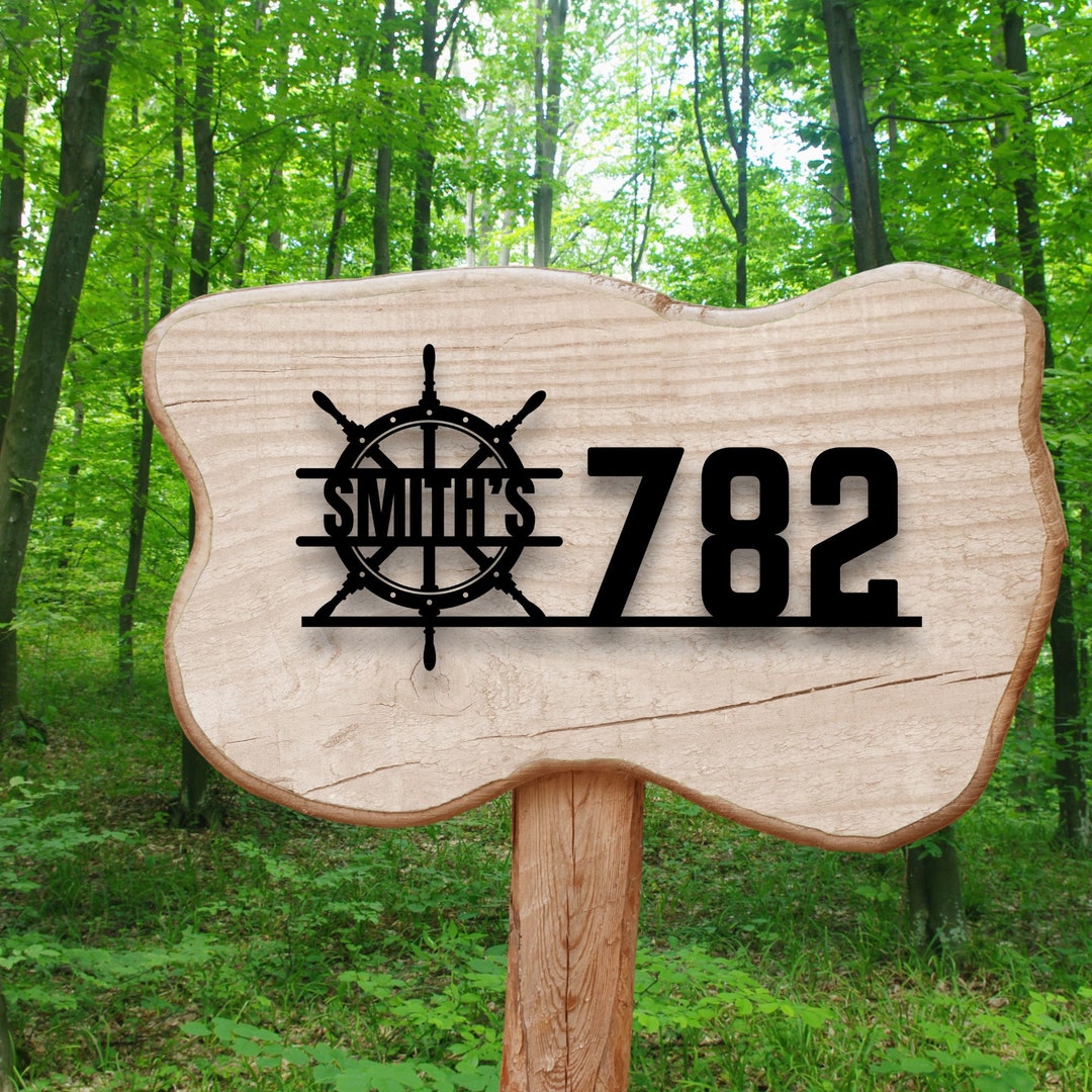 Personalized Metal Address Sign, Boat Wheel Address Sign, Metal House ...