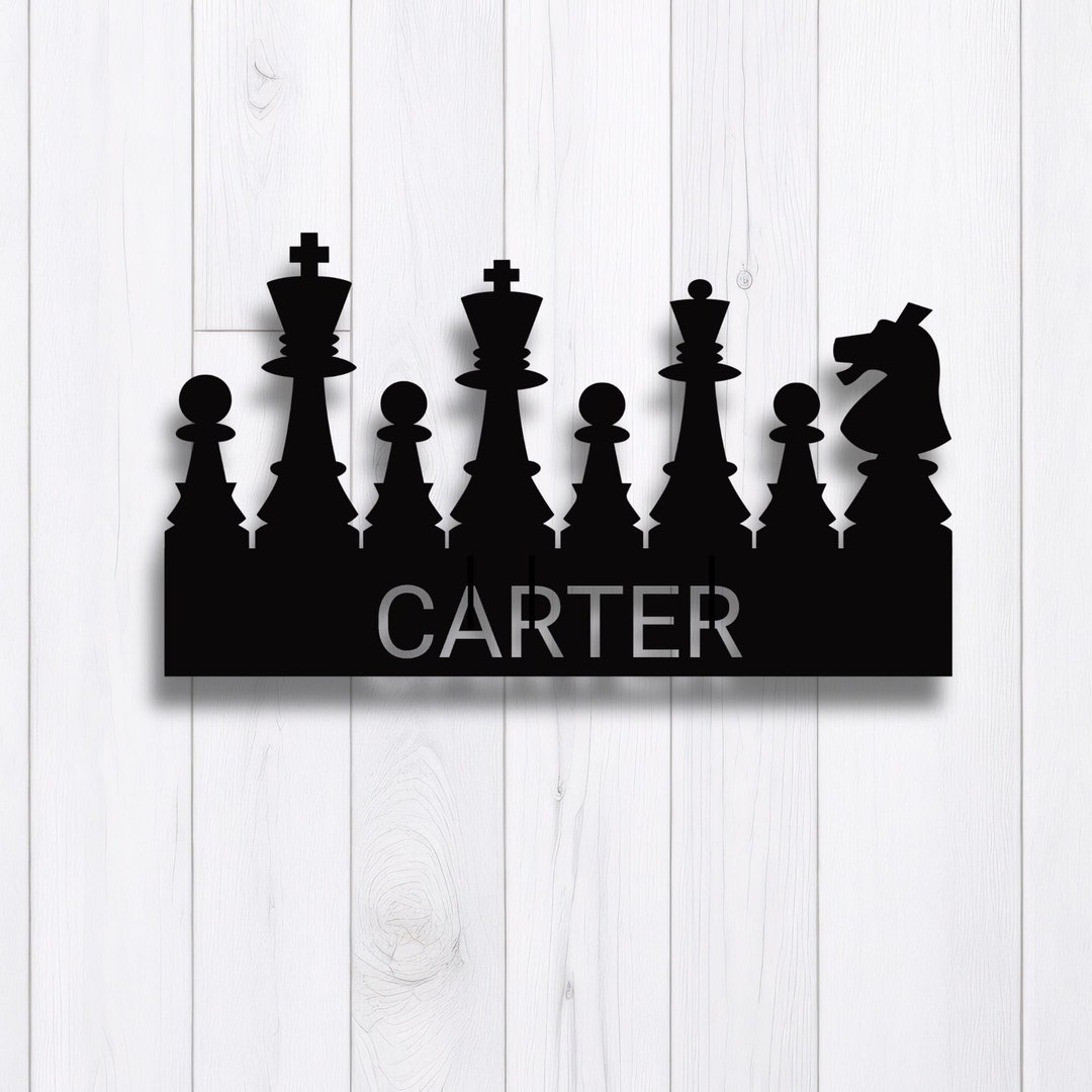 Personalized Metal Chess Sign, Custom Name Chess Lovers, Gaming Room ...