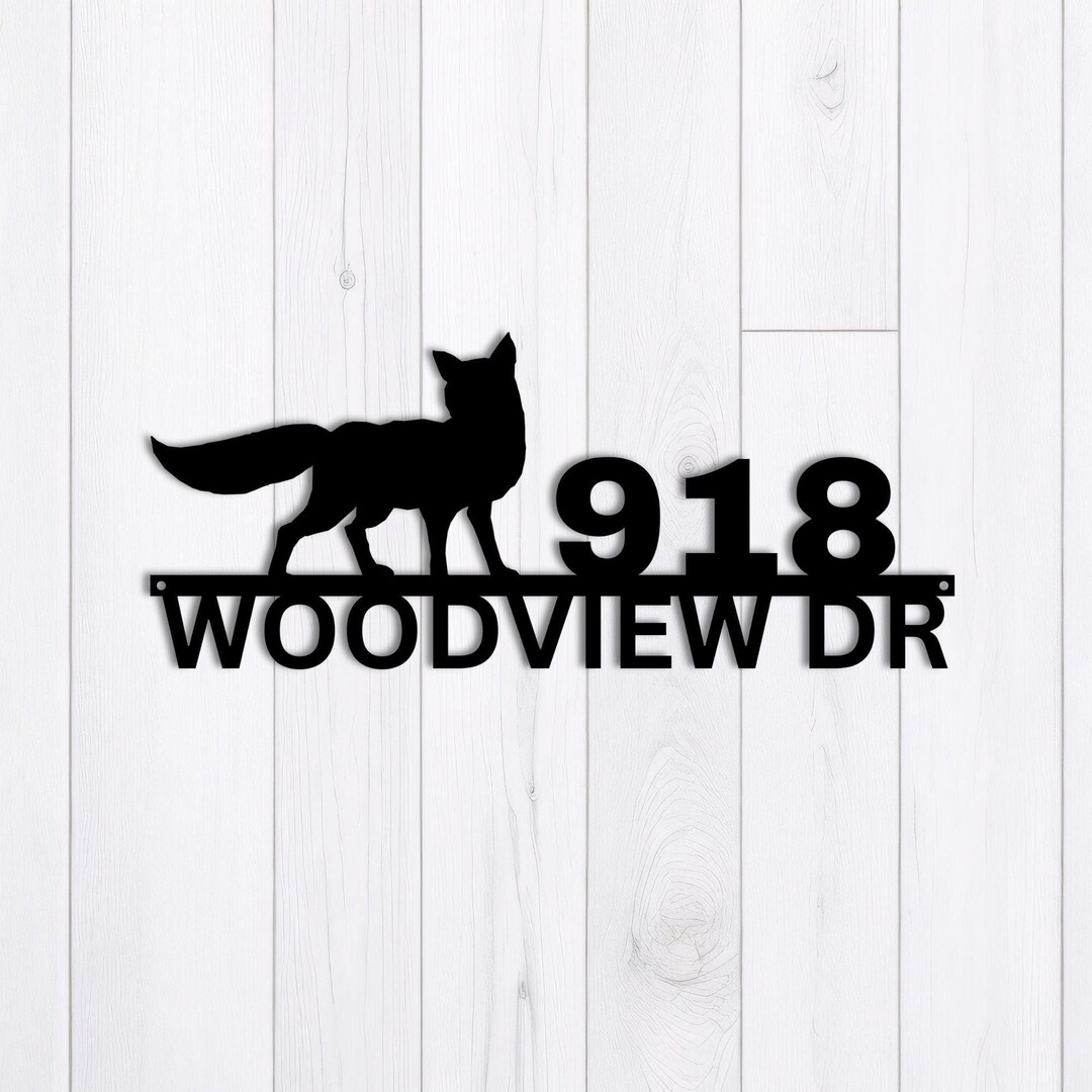 Personalized Fox Address Sign, Metal Porch Decor, Front Door Address ...