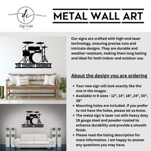 Personalized Drum Set Metal Sign, Drummer Gifts, Musician Gift for Men ...