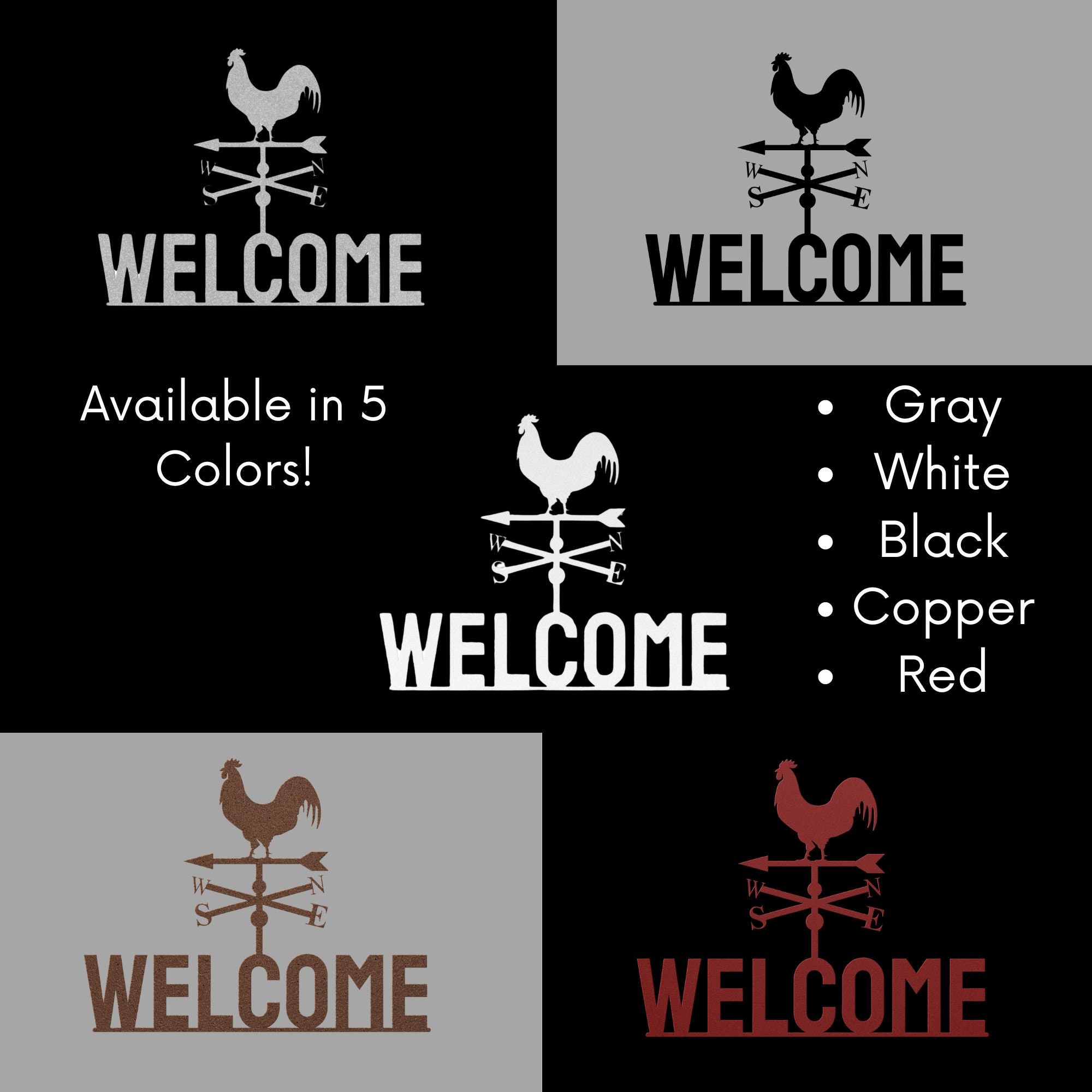 Welcome Farm Metal Sign, Chicken Coop Art, Outdoor Rooster Signage ...