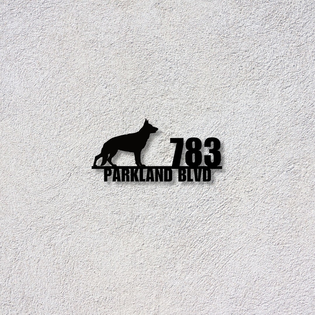 Personalized German Shepherd Street Name and Number Sign, Metal Address ...