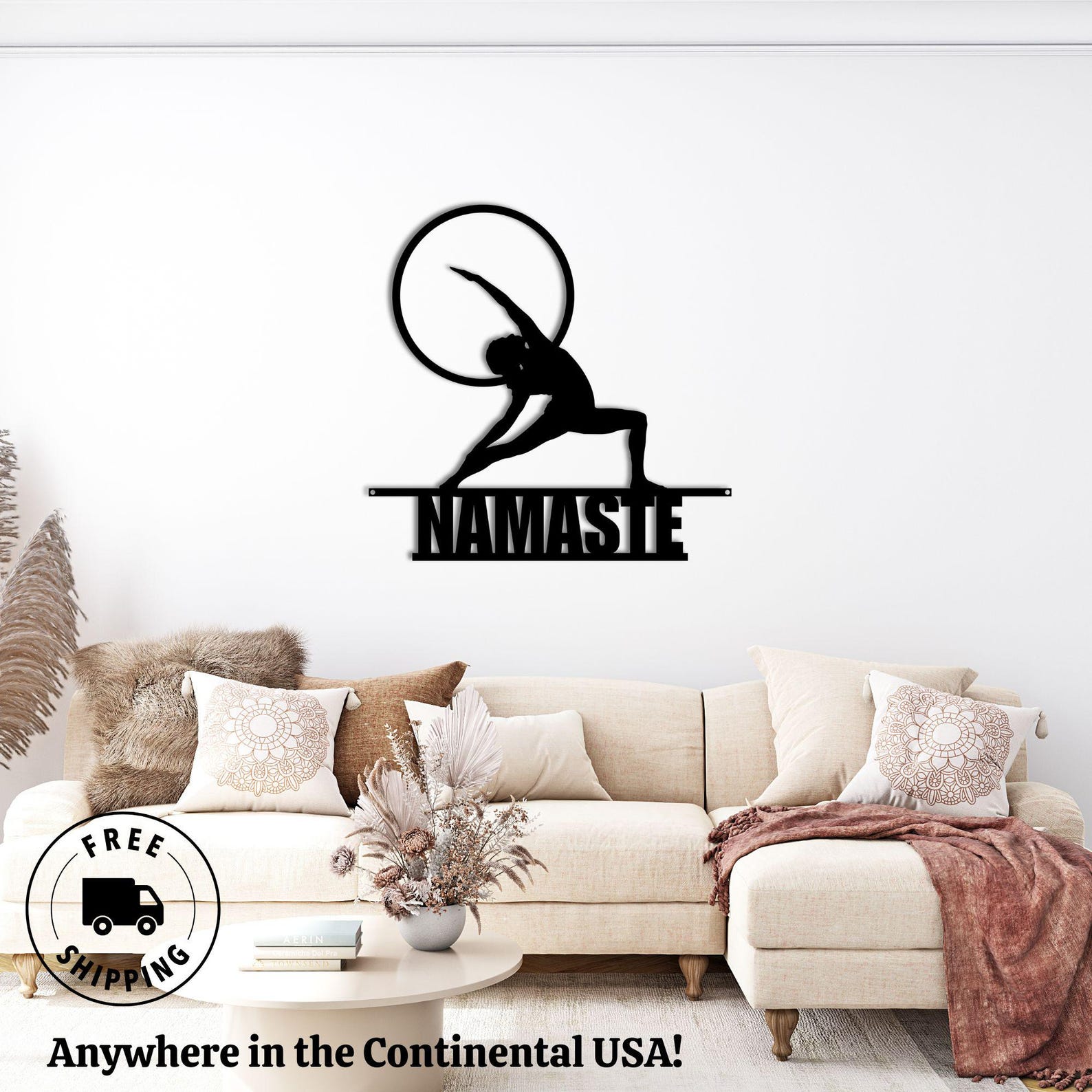Namaste Metal Wall Sign, Yoga Wall Art, Namaste Decor, Yoga Gifts, Home ...