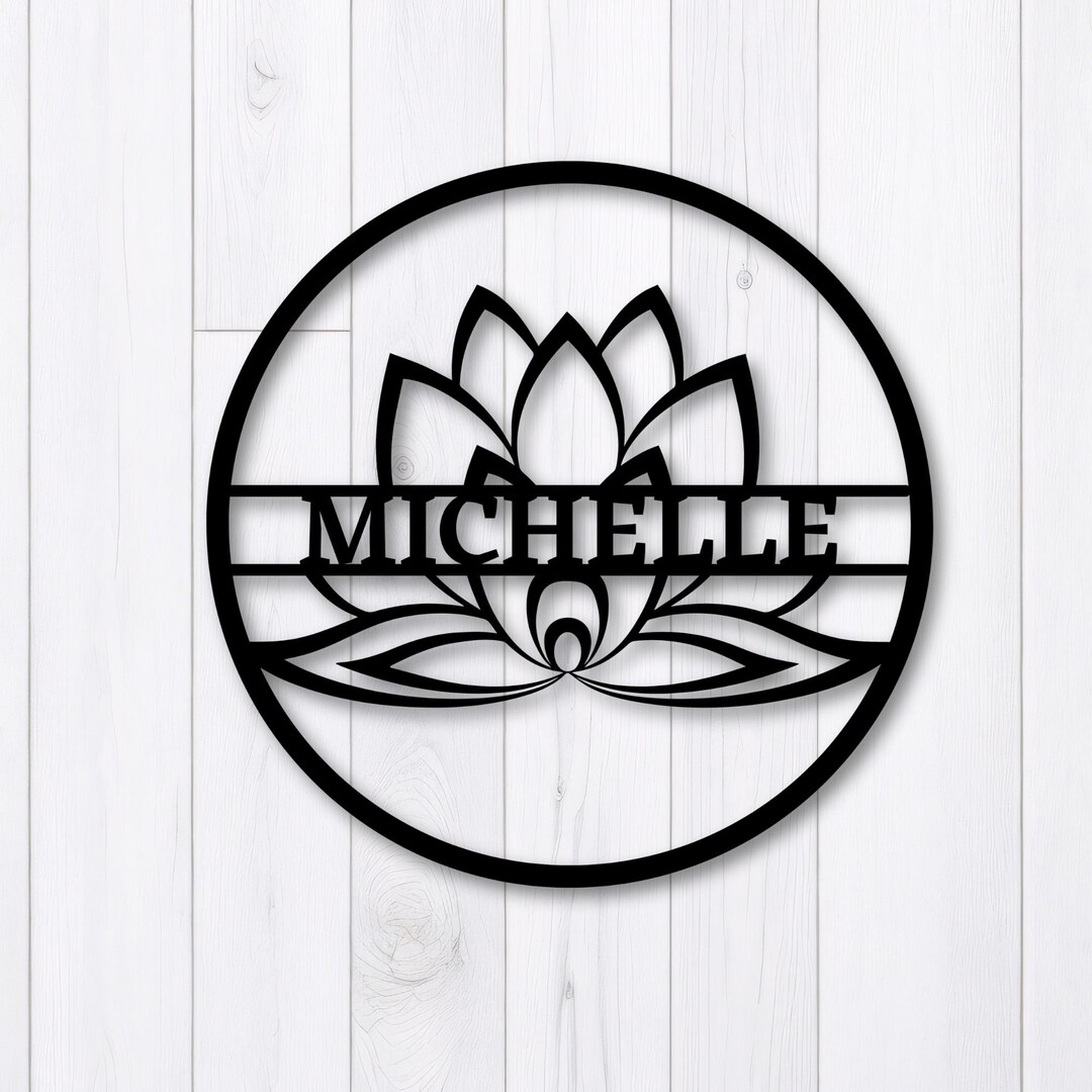 Personalized Lotus Flower Metal Sign, Custom Wall Art, Modern Flower ...