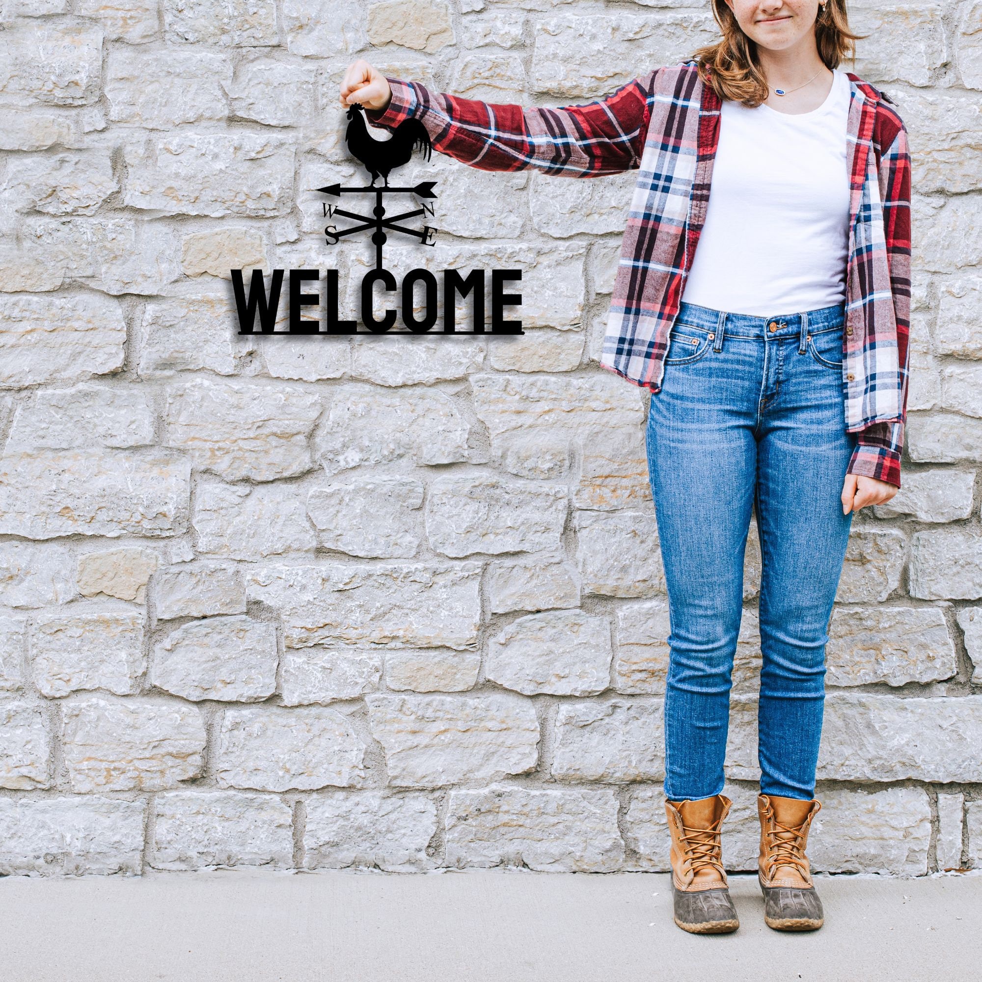 Welcome Farm Metal Sign, Chicken Coop Art, Outdoor Rooster Signage ...